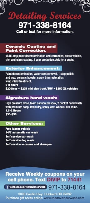 Detailing Services - The Drive In Car Wash - Hubbard, Oregon